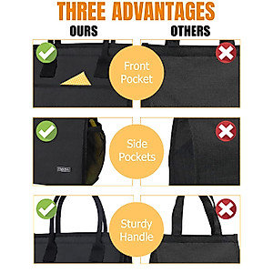 Fmeida Lunch Bag, Insulated Lunch Bag Women, Small Lunch Bag, Thermal Black Lunch Bag with Side&Interior Pockets, Reusable Adult Lunch Tote Bags for Women Men Office Work College Beach Travel