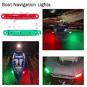 VVFLED 4Pcs Boat Navigation Lights, Stern Lights for Boats, Marine Led Strip Lights for Boat Lights Bow and Stern for For Yacht Fishing Pontoon Boat Sailboat Kayak Bass Boat Vessel(Red & Green)