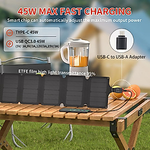 56W Portable Solar Panel with Type-C PD 3.0/QC 3.0 Fast Charging, IP67 Waterproof SunPower Folding Solar Panel for Camping Hiking Backpacking Fishing
