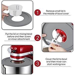 5 Quart Stainless Steel Mixer Bowl with Lid Compatible with Kitchenaid Artisan&Classic Series 4.5-5QT Tilt-Head Mixer,Mixer Bowl Cover to Prevent Spilling of Ingredients