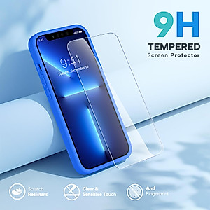 Miracase Designed for iPhone 13 Pro Max Case with Screen Protector,[Soft Anti-Scratch Microfiber Lining],Shockproof Liquid Silicone Rubber Phone Case Cover 6.7 inch(Mediterranean Blue)