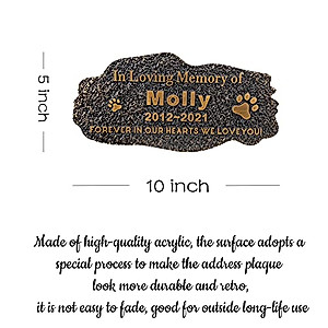 Docvania Pet Memorial Stone Plaque Pet Headstone,Customize Indoor/Outdoor Garden Plaque Grave Markers with Pet Name,Personalized Cat Dog Memorial Plaques,Loss of Pet Sympathy Gift-Acrylic Material