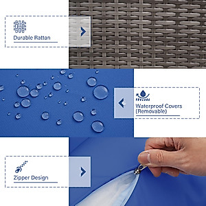 Wonlink Patio Furniture Set, All Weather Sectional Outdoor Furniture Conversation Sets, PE Rattan Wicker Sofa Set (Navy Blue, 6 Pieces)