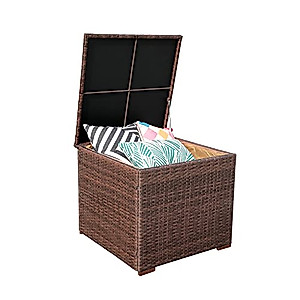 JOIVI Outdoor Storage Box, Waterproof Deck Box for Patio Furniture, Wicker Storage Bin for Cushions, Pillows, Organization, Indoor/Outdoor/Garden/Backyard/Home/Pool, Tools, Toys, 88 Gallon, Brown