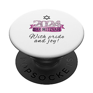 2024 Bar Mitzvah I Pride & Joy I White Pink Banner Decor PopSockets Standard PopGrip