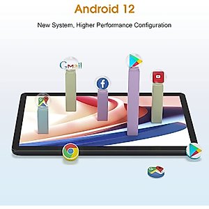 SGIN 10 Inches Tablet Computer, 2GB RAM 64GB ROM, Android 12 IPS Display, Quad-Core Processor 1.6GHz, 5000mWh Battery, TF Card 32GB Expansion, GPS, Bluetooth, Black, WiFi