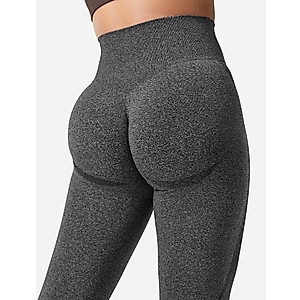 YEOREO Women Seamless Workout Leggings Gym High Waist Smile Contour Yoga Pants Gray