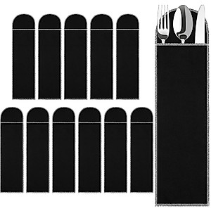 Weewooday 12 Pieces Silver Storage Bags Flatware Storage Silverware Storage Box Black Velvet Cloth Flatware Organizers Anti Tarnish Silverware Sleeves for Kitchen Teaspoon Cutlery Utensil Flatware