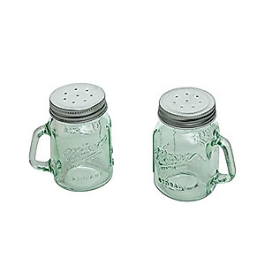 Mason Jar Salt and Pepper Shaker - Clear Glass Green
