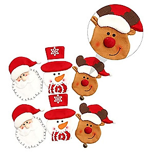 YARNOW 6pcs Christmas Snowman Elk Cutlery Set Stocking Holder Stand Dining Room Decor for Table Hanging Stocking Spoon Bag Tableware Organizer Elk Decor Party Supplies Pocket Elder