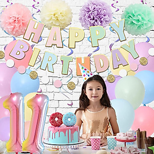 BRT Bearingshui 11th Birthday Decorations, 40 Inch Rainbow Gradient Number 11 Balloon, 11th Birthday Balloon, Happy Birthday Banner, Children’s 11th Birthday Party Supplies for Kids