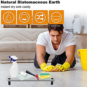 Joylifeboard Instant Dry Sink Organizer, Water Absorbing Stone Sink Tray,Diatomaceous Earth Fast Drying Stone Sink Caddy, Bathroom Counter Dry Stone Tray for Soap Sponge Cup