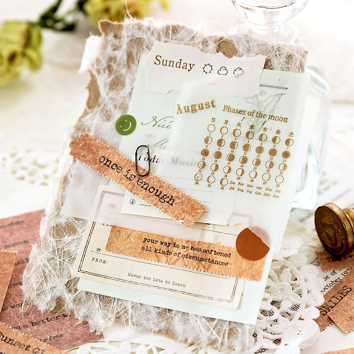 JOYCHOIC 700Pcs Vintage Quote Paper for Scrapbooking, Phrases Words Paper for Junk Journal Supplies, Scrapbook Journaling Bullet Decorative DIY Art Crafts Collage Embellishment