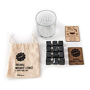 Hediyesepeti Whiskey Glass and Stones Set - Old Fashioned Bourbon Whisky Glass Gift Set with 12 Pieces Whiskey Stones Gift Box for Men Dad Husband Birthdays and Groomsmen