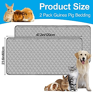 XANGNIER Guinea Pig Cage Liner-2 Pack 47" X 24" Washable Guinea Pig Bedding,Waterproof Reusable & Anti Slip Super Absorbent Fleece Pee Mat for Small Animals Rabbit Hamster Rat,Guinea Pig Accessories