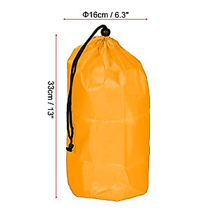 PATIKIL Clothes Storage Drawstring Bag, 2 Pack Large Size Clothes Blankets Organizer Bag with Strap for Camping Travel, Yellow