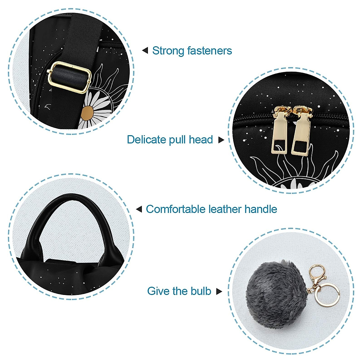 ALAZA Daisy Flower Sun Moon Backpack Purse for Women Anti Theft Fashion Back Pack Shoulder Bag