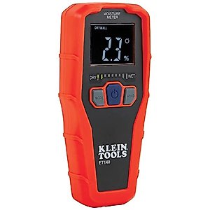 Klein Tools IR5 Dual Laser 12:1 Infrared Thermometer & ET140 Pinless Moisture Meter for Non-Destructive Moisture Detection in Drywall, Wood, and Masonry; Detects up to 3/4-Inch Below Surface