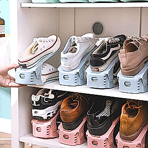 MaSYZBF Shoe Slots Organizer for Closet Organization, Shoe Stacker Can Save 50% of Space 3 Pack Adjustable, Double Layer Shoe Slot Stacker Organizer Holder for Closet,Grey