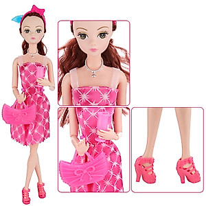 SOTOGO 85 Pieces Doll Clothes and Accessories for 11.5 Inch Girl Doll Include 10 Sets Handmade Doll Outfits Fashion Doll Dresses Party Doll Gowns, 75 Pieces Doll Accessories and Storage Bag