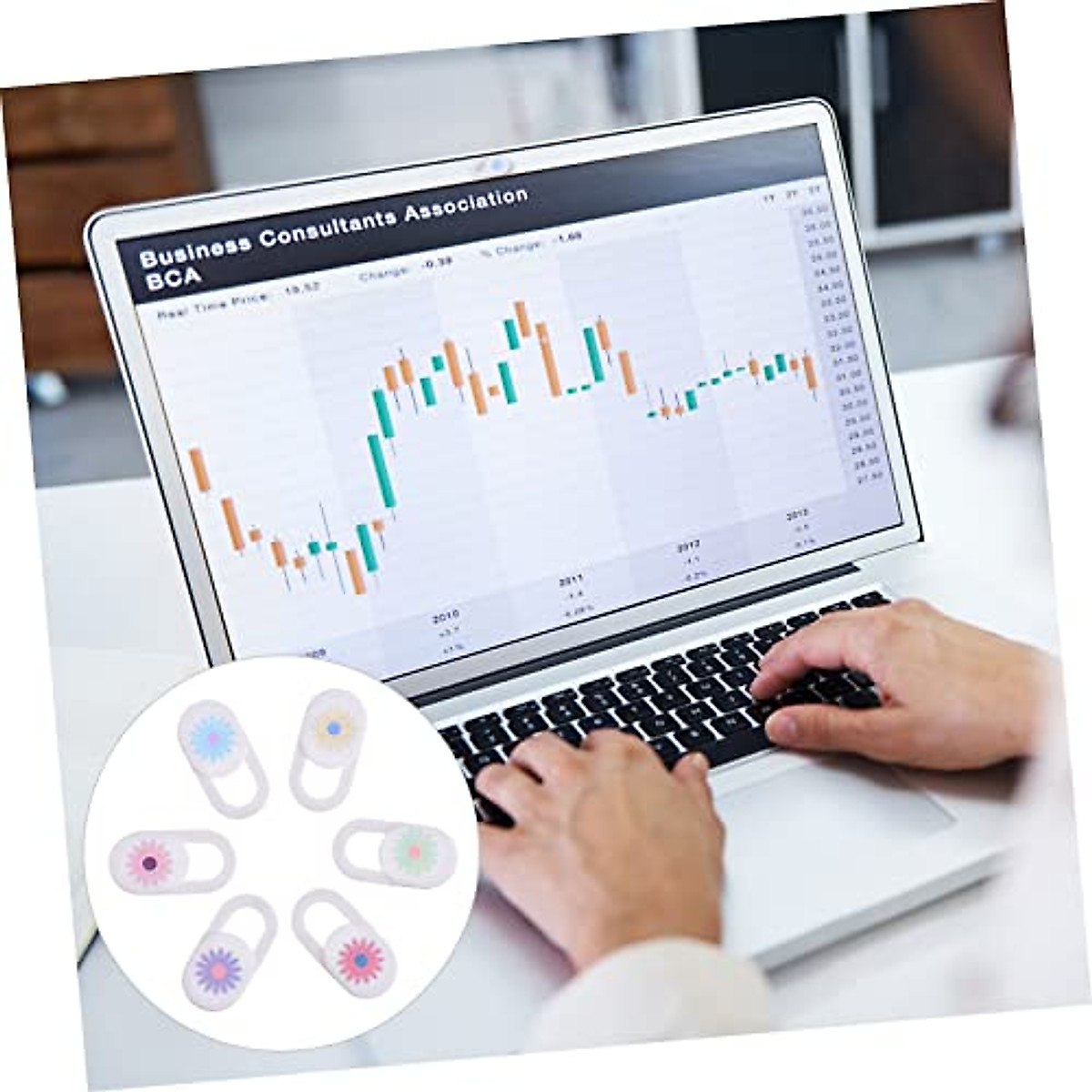 SOLUSTRE 18 pcs Slide Laptop Sticker Computer Phone Self for Tablet Camera Flower Protector Cartoon Adhesive Smartphone Notebook Cover Blocker Privacy Phones Webcam Pattern Decorative