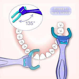 T.Smile Evolutionary Clean Dental Flossers, Kit of Refills Plus Mid-Length Handle (200 Extra-Strength Refills)