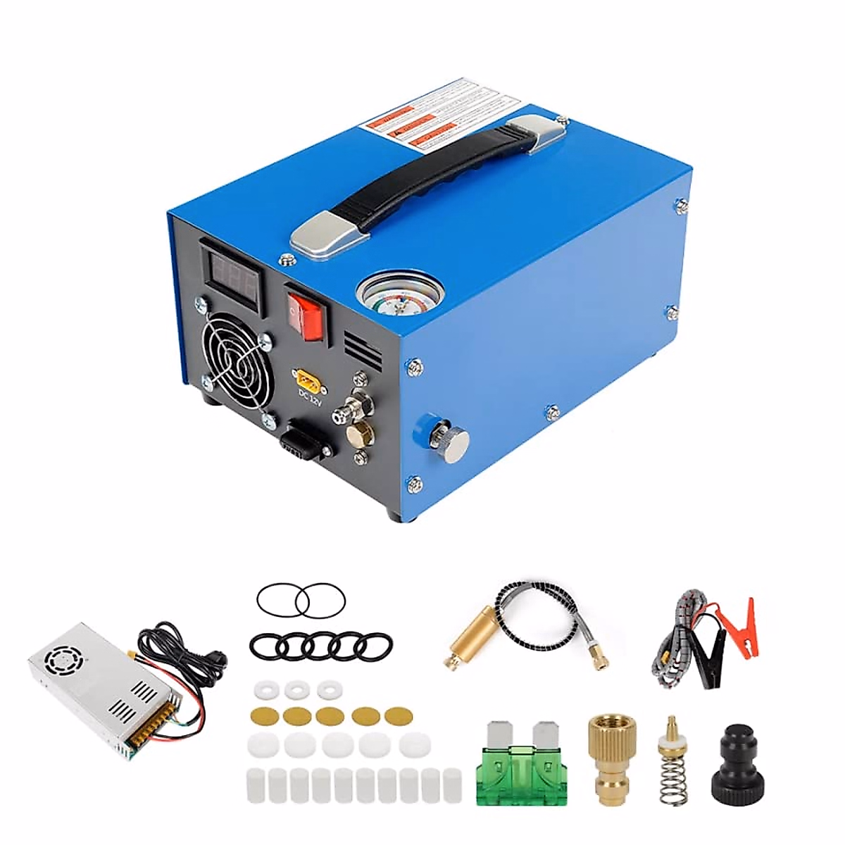 Generic pcp compressor 12v 300 bar 4500 psi 30Mpa pcp pump high pressure pcp air compressor, 36*26*26cm, Black