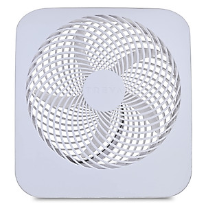 Treva 10-Inch Portable Fan, Powered by Battery and/or AC Adapter - Desk Fan Air Circulating with 2 Cooling Speeds for Personal and Travel Use (White)