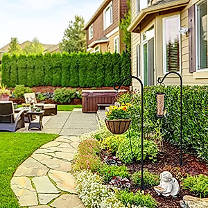 Urban Deco Shepherd Hook 65 Inch 1/2 Inch Thick, Adjustable Metal Garden Pole Heavy Duty Hanger for Bird Feeders, Hanging Plant Basket, Solar Lights Lantern, Weddings Outdoor (Black 4 Pack)