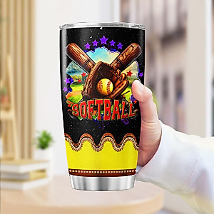 HUBUPU Tumbler 20 Oz With Lid And Straw, Softball Gifts, Softball Repeat Colorful