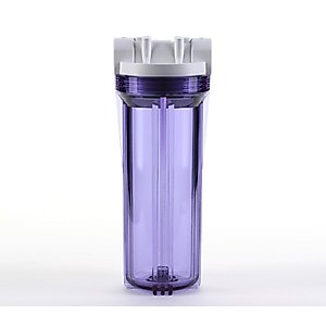 Hydronix HF3-10CLWH14, 10" Clear Housing with White Rib Cap For RO & Filtration Systems, 1/4" Ports