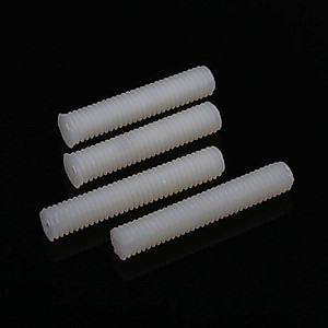 M8 / 8mm White Nylon Slotted Head Set Screws Flat Point Grub Screws Nylon (20Pcs, M8 x 20 mm)