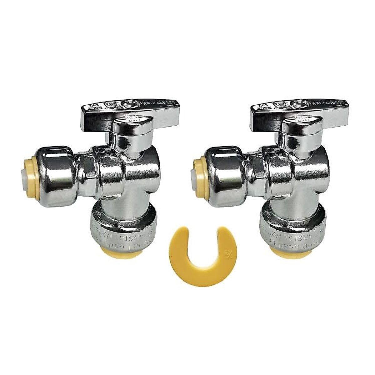 HQMPC Angle valve 1/2"X3/8" Angle valve Angle Stop Valve, No lead Brass 1/2" Ptc x 3/8" Push Fit Angle Shut Off Water Valve with Disconnect Clip Push-to-Connect, PEX, Copper, CPVC …