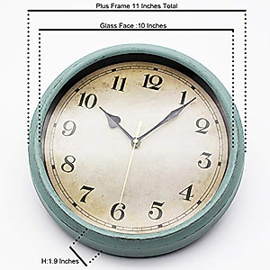 Filly Wink Wall Clock,11 inch Retro Wall Clocks Battery Operated,Silent Non Ticking Classic Quartz Clocks,Decorative Home Living Room Bedroom Office School(Teal)