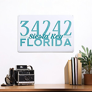 Lantern Press 12x18 Inch Metal Sign, Siesta Key, Florida, Local Zip Code