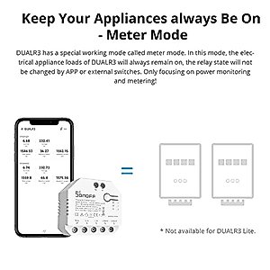 SONOFF DUALR3 Lite Smart Switch Moudle,WiFi Smart Curtain Switch,Dual Relay DIY Curtain, Blinds, Roller Shutter,Two Way Smart Switch,Compatible with Alexa&Google Assistant(1 Pack)