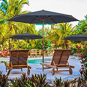 Ogrmar 9 FT Patio Umbrella Outdoor Table Umbrella with Push Button Tilt and Crankfor Terrace, Backyard, Garden, Courtyard, Swimming Pool, Lawn (Navy Blue)