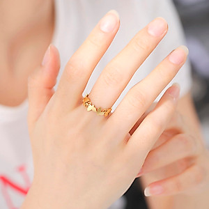 kkjoy Stainless Steel Butterflies and Leaves Ring Adjustable Open Finger Rings For Women