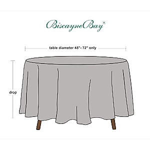 Biscaynebay Textured Fabric Tablecloths 108" Round for Tables' Diameters from 48" to 72", Navy Water Resistant Washable Tablecloths for Dining, Kitchen, Wedding & Parties etc.
