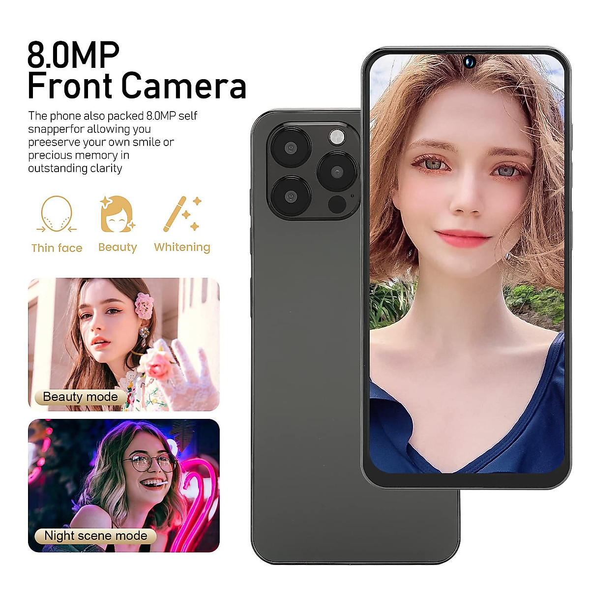 LEYT I14 Pro Phone, 4000mAh 4GB 128GB Battery Gravity Sensor Distance Sensor Black Unlocked Mobile Phone for Work (US Plug)