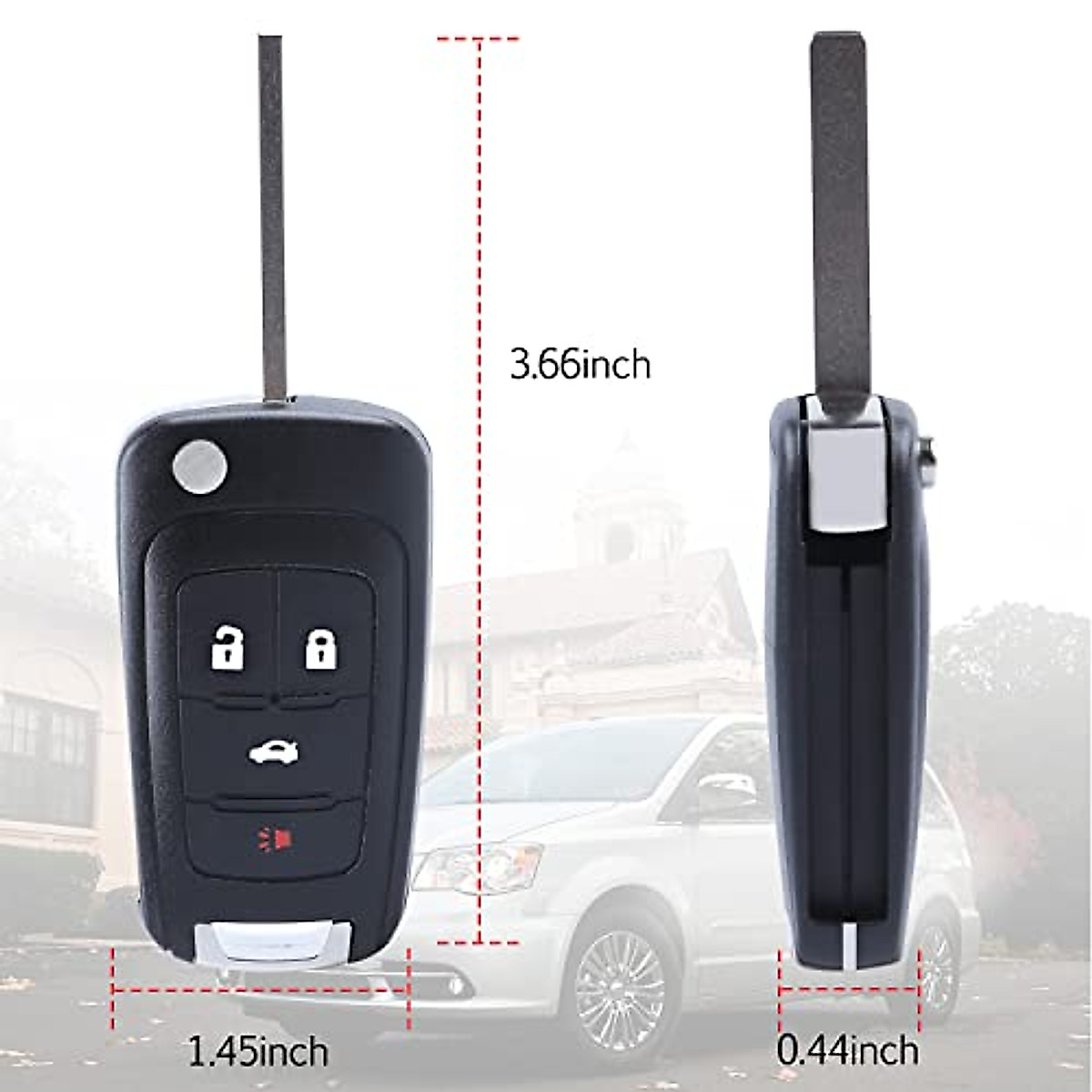 1 Pack Car Key Fob Keyless Entry Remote Flip fits 2010-2017 Chevy Equinox, Sonic Malibu Camaro Cruze 2010-2016 Buick Lacrosse Regal Verano (OHT01060512)