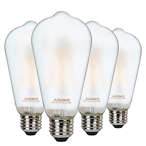 ASOKO ST64 Frosted LED Edison Vintage Light Bulbs, 6W Equivalent 60W 2700K Warm White, Dimmable LED Edison Bulb Antique LED Filament Bulbs 4 Packs