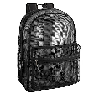 Transparent Mesh Backpacks for School Kids, Beach, Travel - Mesh See Through Backpack with Padded Straps
