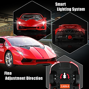 GUOKAI Remote Control Car, 1/24 Scale RC Sport Racing Toy Car, Compatible with Lamborghini Sesto Elemento Model Vehicle for Boys Girls
