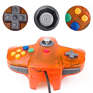 LUXMO PREMIUM Classic N64 USB Controller, USB N64 Gamepad Joystick PC Controllers for Windows PC Retro Pie (Clear Orange)