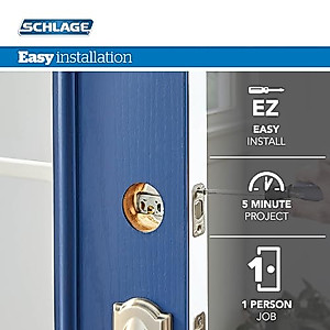 Schlage FB50N V GEO 505 B60 Single Cylinder Deadbolt and F51 Keyed Entry Georgian Knob Keyed Alike, Bright Brass Finish