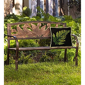 Plow and Hearth Fern Fronds Metal Garden Bench
