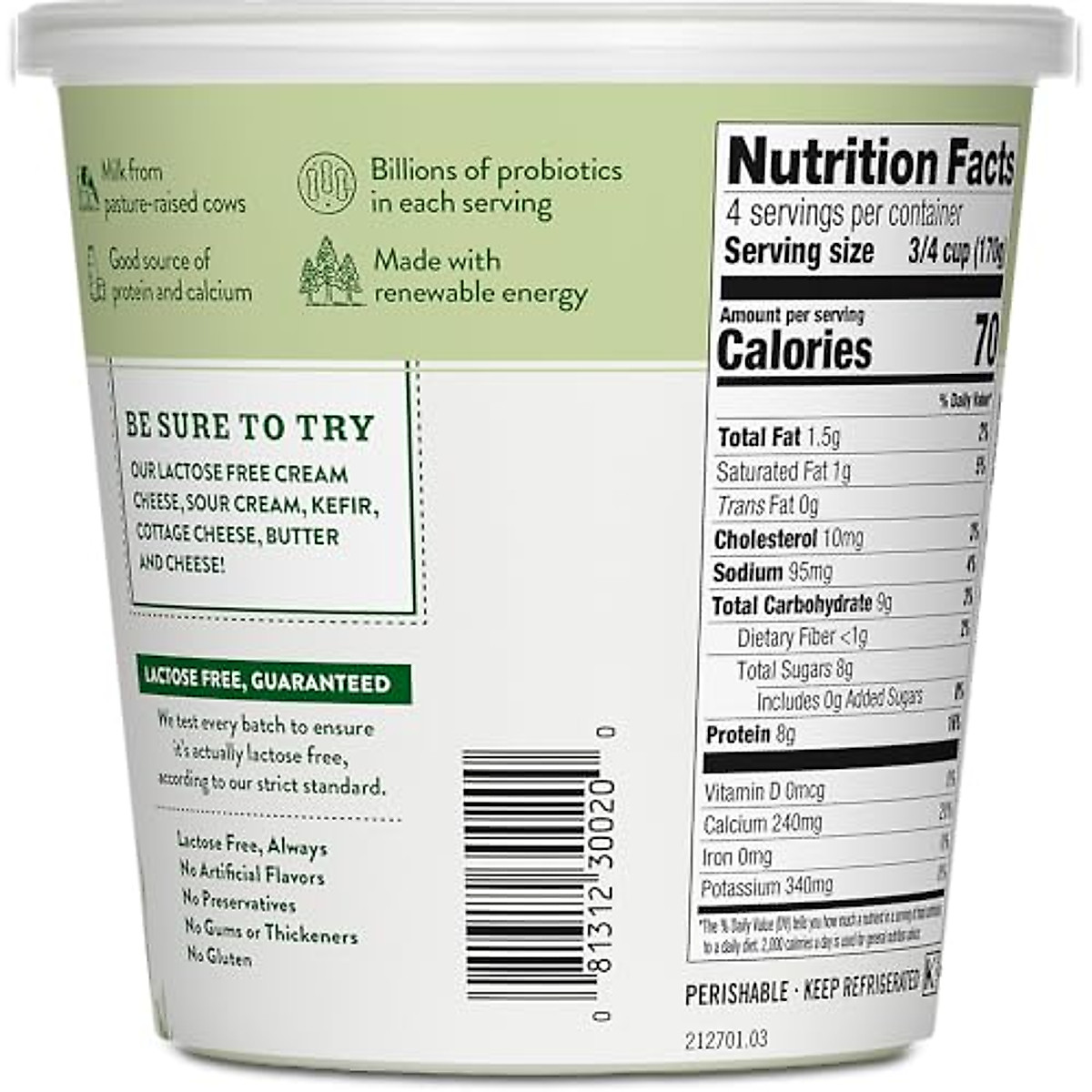 Green Valley Lactose Free Organic Lowfat Plain Yogurt, 24 Ounce