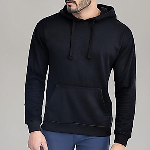 Sleepdown Essentials Hoodies for Men, Ultra Soft Cotton-Blend Long-Sleeve Warm Pullover Sweatshirt Hoodie Cozy Plain Stylish Men's Fleece Hooded Sweatshirts - Large, Black