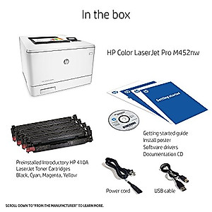 HP Laserjet Pro M452nw Wireless Color Laser Printer with Built-in Ethernet, Amazon Dash Replenishment Ready (CF388A)